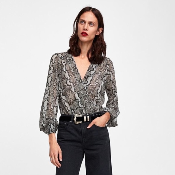 Zara | Tops | Zara Snakeskin Bodysuit | Poshmark